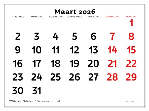 Free Printable Calendars 2026-2027 in 16 Languages | Michel Zbinden